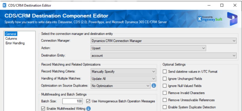 Entity not visible in Kingswaysoft CDS/CRM Destination component editor ...