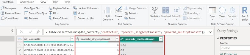 Showing multiselect option set from Model Driven Apps in Power BI ...