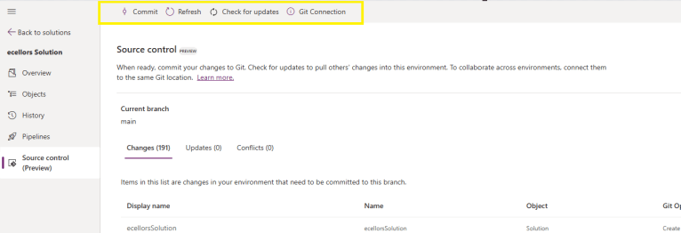 Dataverse – Git Integration – Preview – Quick Review – ECELLORS CRM Blog